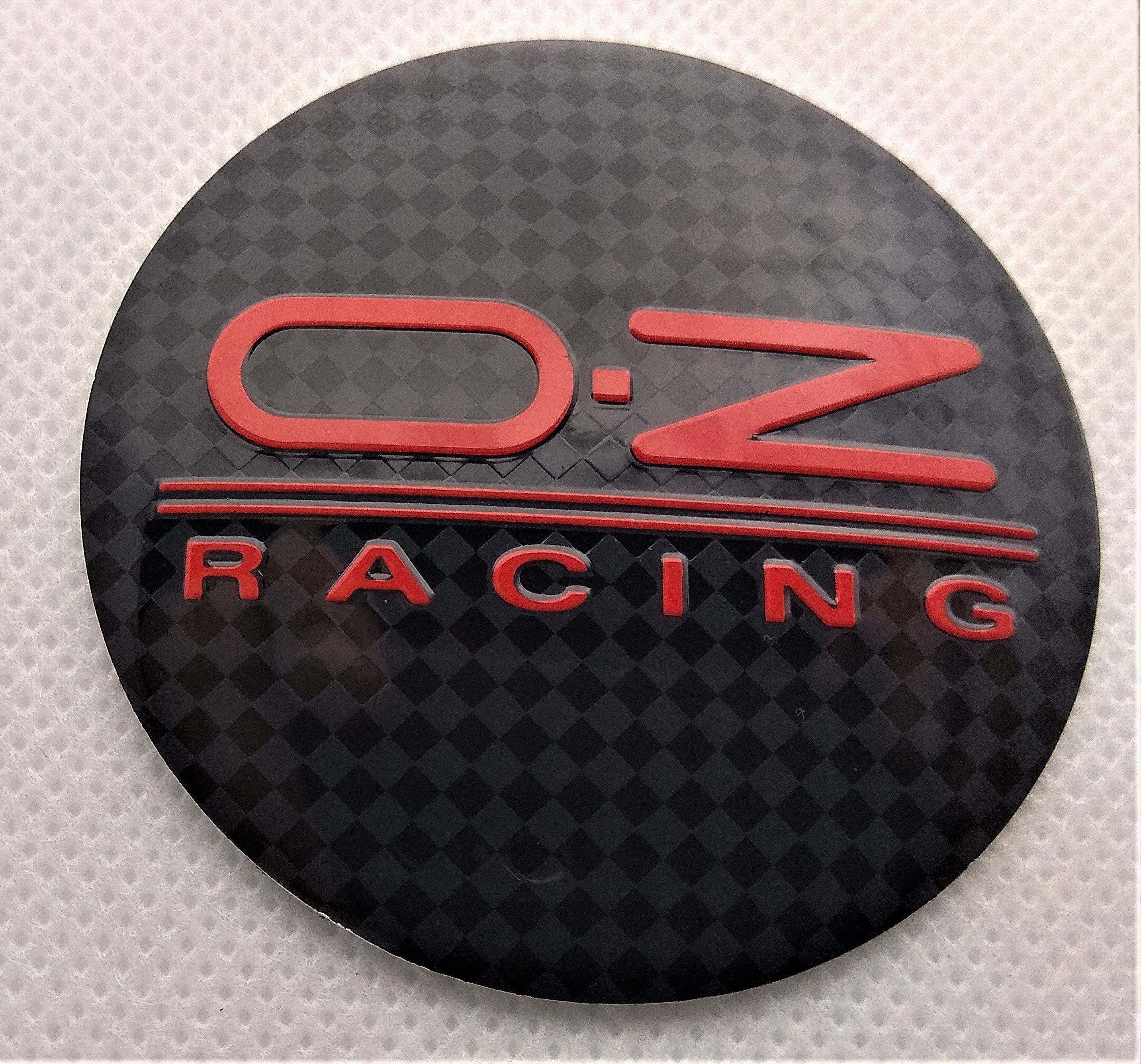 4pcs X 56mm 2.20inch OZ Racing Wheel Centre Caps Stickers BLACK / RED ...