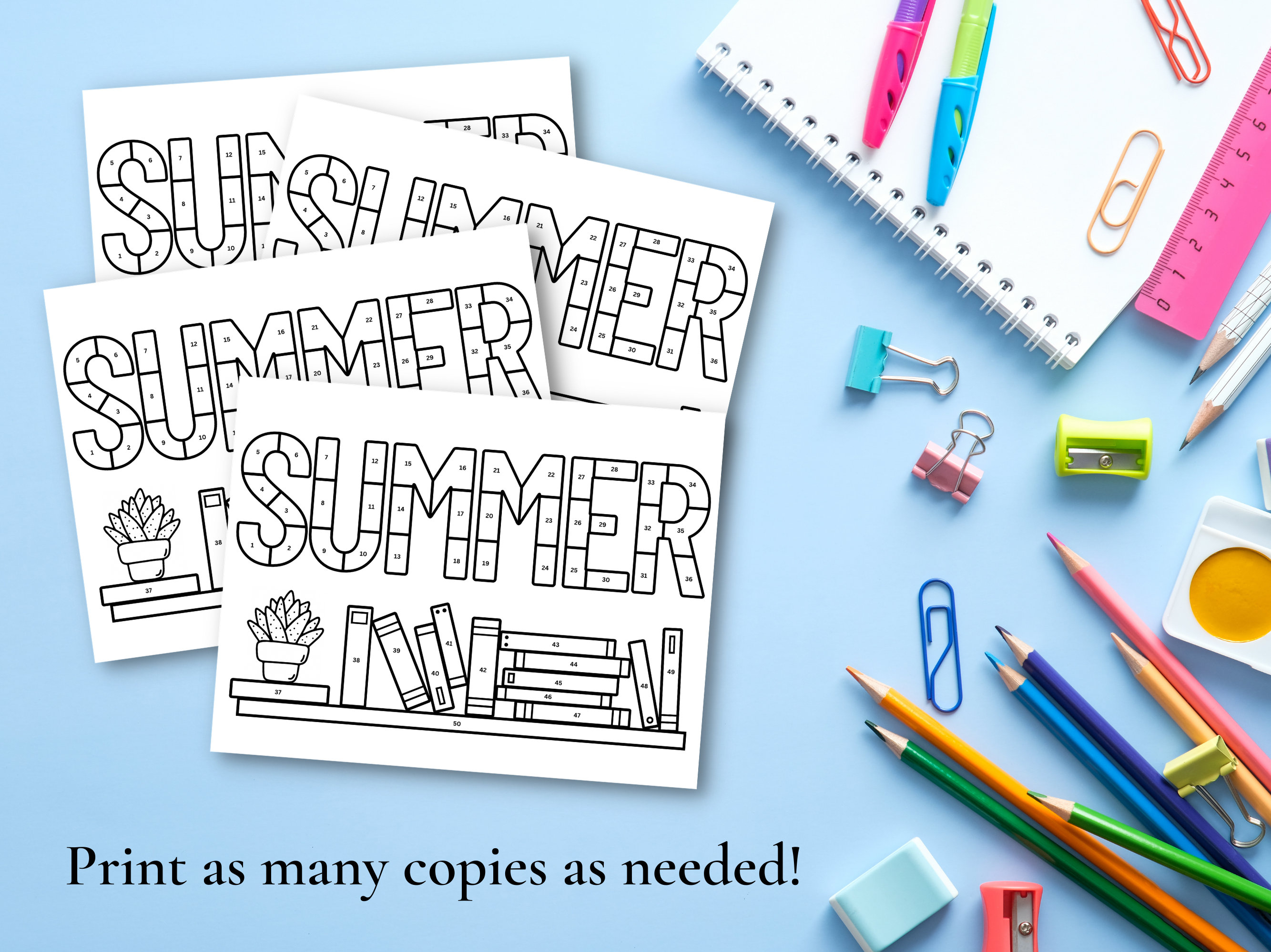 Summer Reading Tracker Printable Coloring Bookshelf Tracker Summer ...