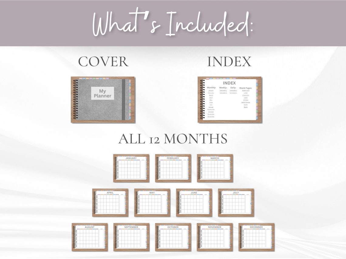 Undated Digital Planner Template Customizable in Canva, Commercial Use ...