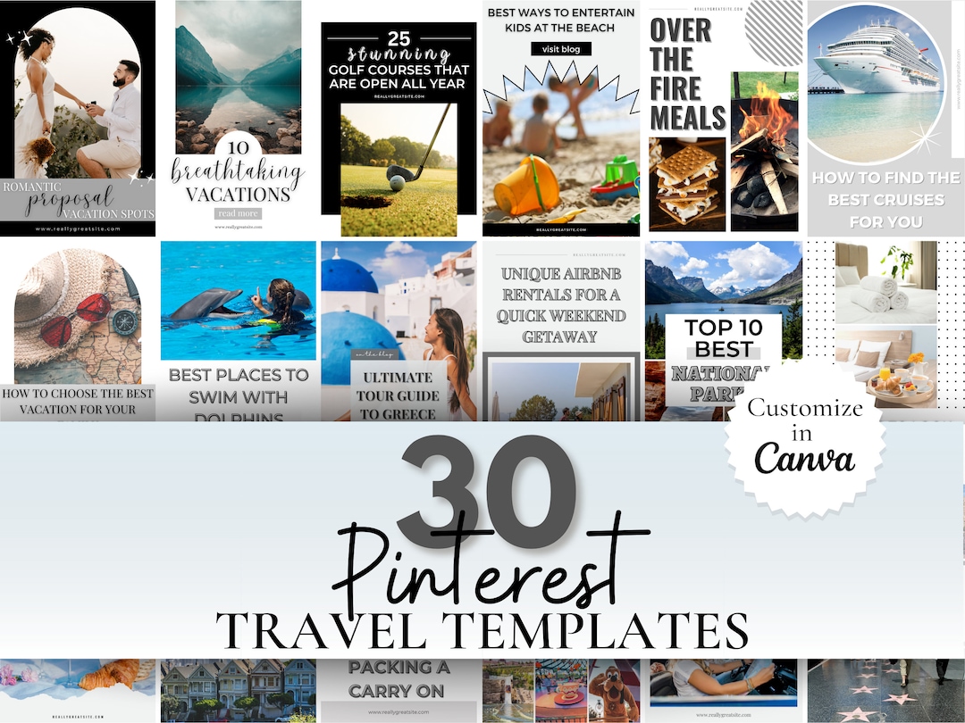 Travel Pinterest Templates to Edit in Canva, Professional Pins for ...
