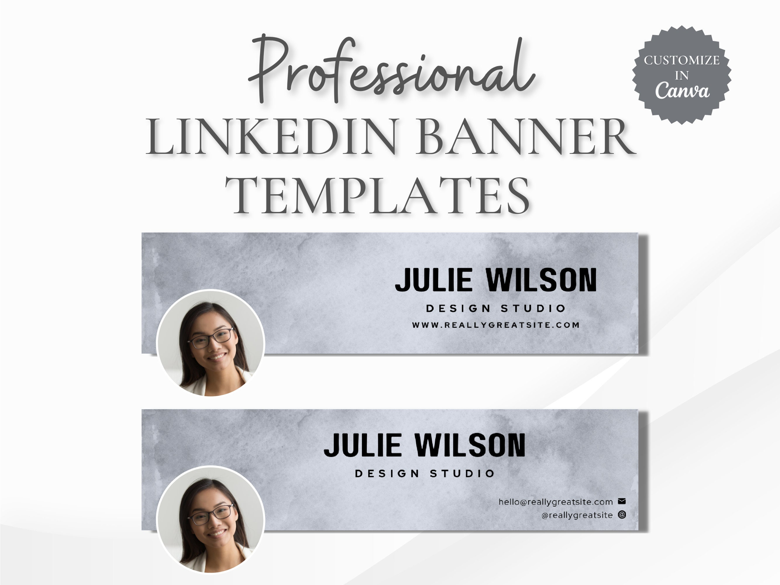 Professional Linkedin Banners Customizable in Canva, Personalized ...