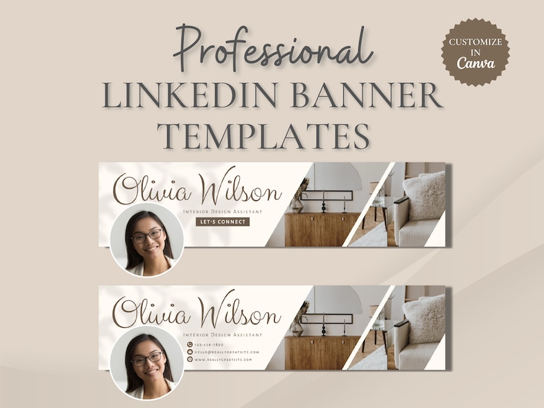 Professional Linkedin Banners Customizable in Canva, Personalized ...