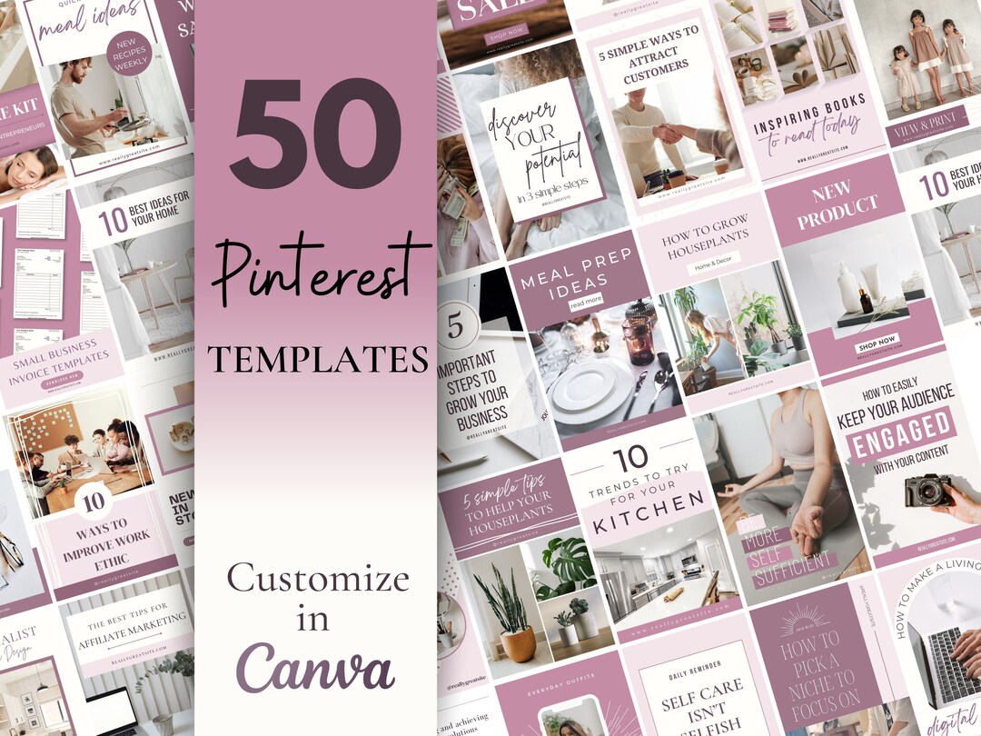 Pink Pinterest Templates Editable in Canva, Pin Templates for Lifestyle ...