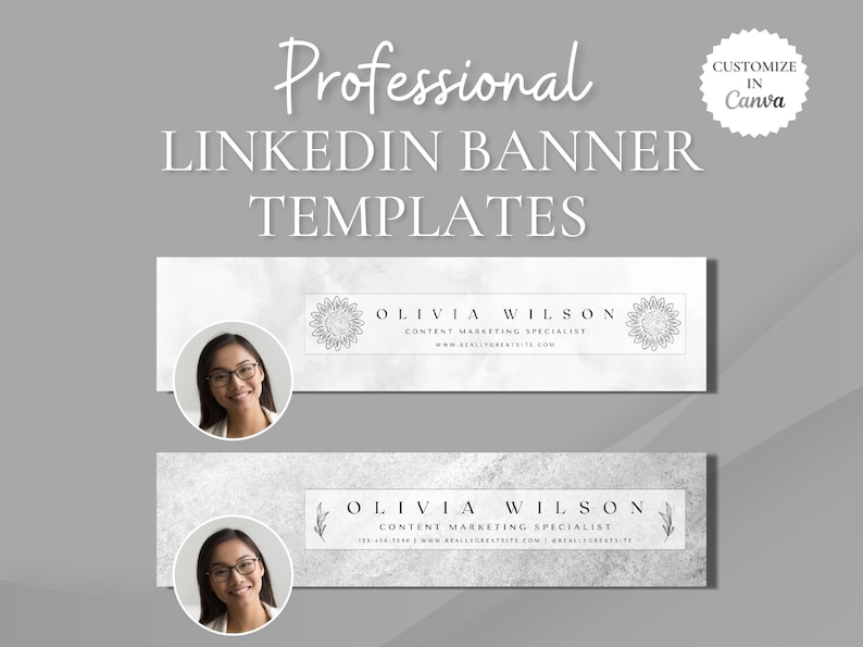 Professional Linkedin Banners Customizable in Canva, Personalized ...