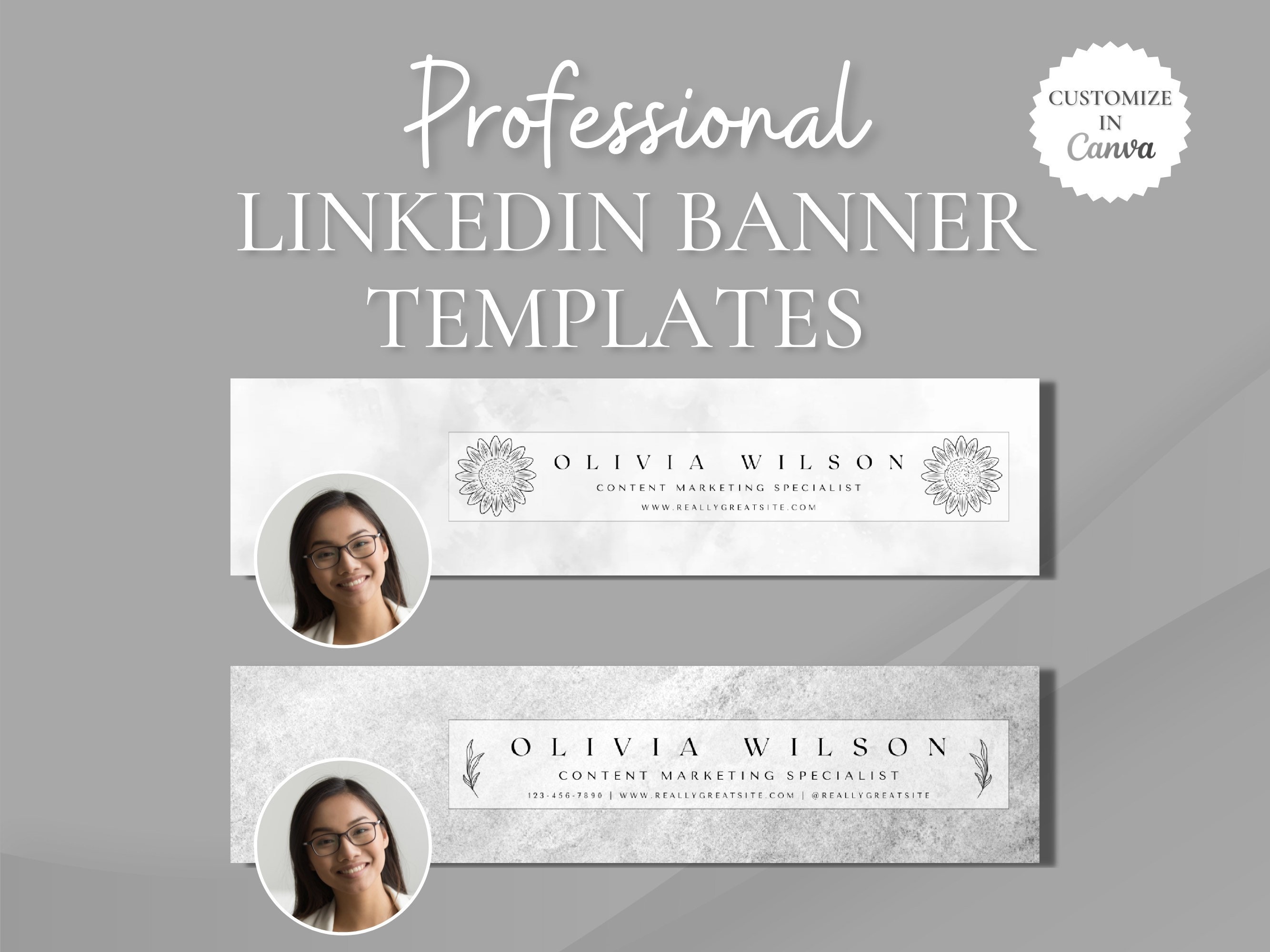 Professional Linkedin Banners Customizable in Canva, Personalized ...