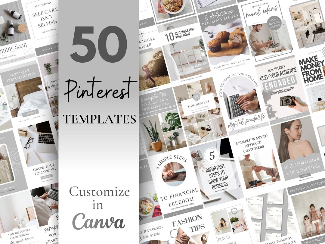 Black and White Pinterest Templates Editable in Canva, Professional Pin ...