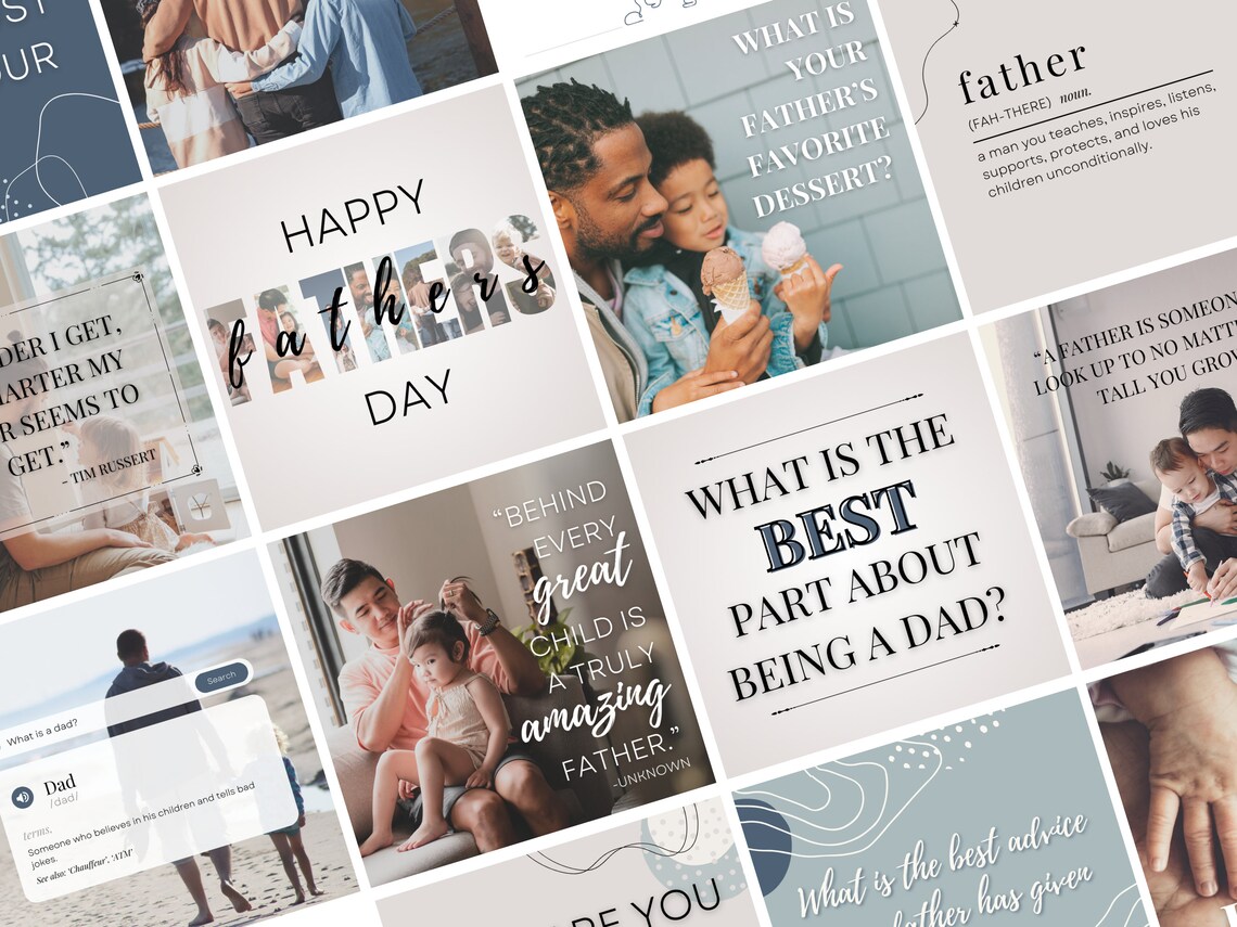 Father’s Day Instagram Post Templates Editable in Canva, Father’s Day ...