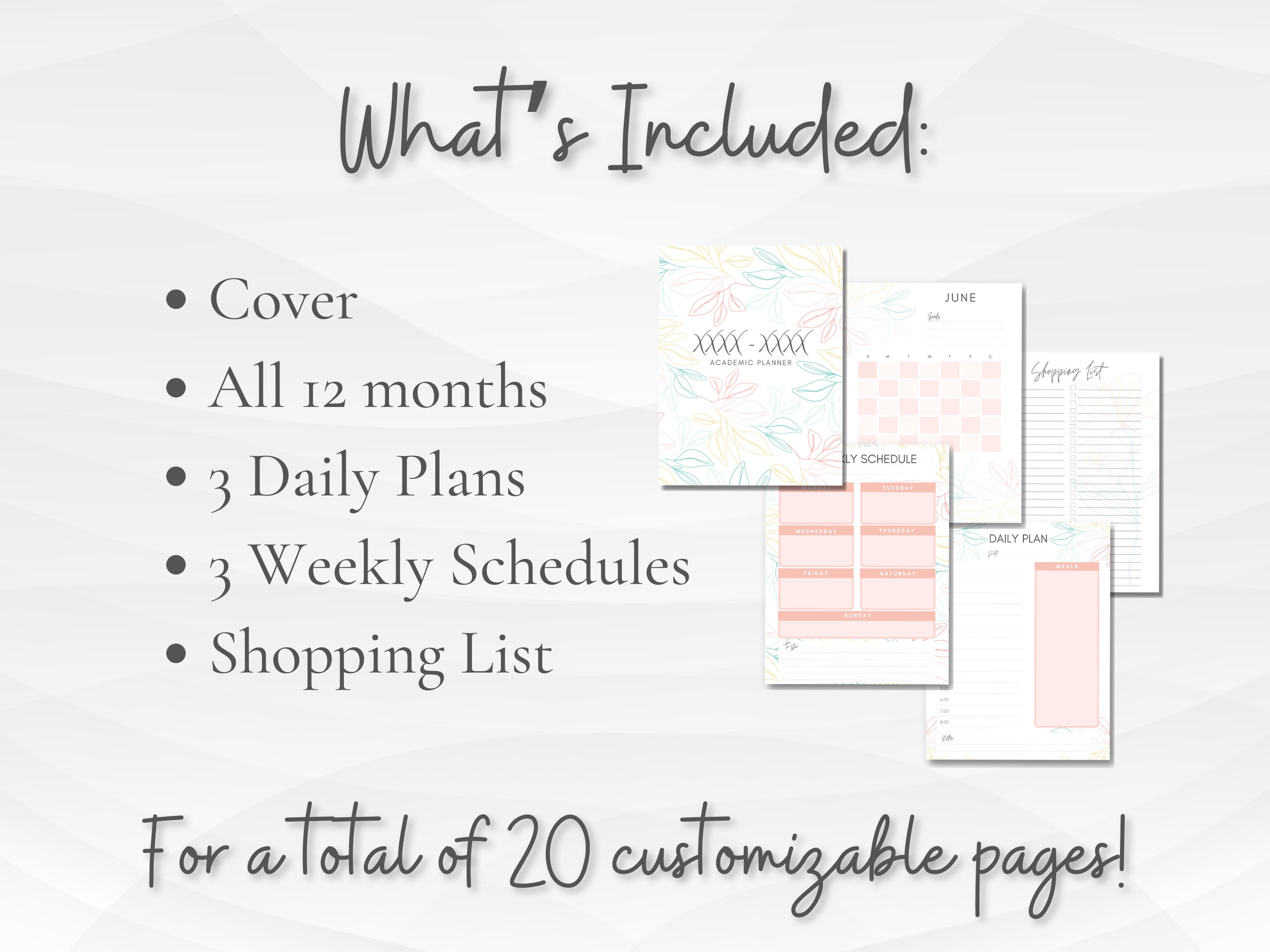 Undated Academic Planner Template Customizable in Canva, Commercial Use ...