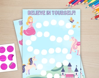 Princess Sticker Reward Chart, Sticker Reward Chart, Reward Chart ...