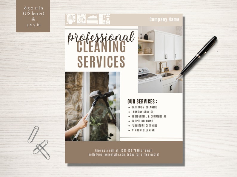 Cleaning Business Flyer Template Customizable in Canva, Professional ...