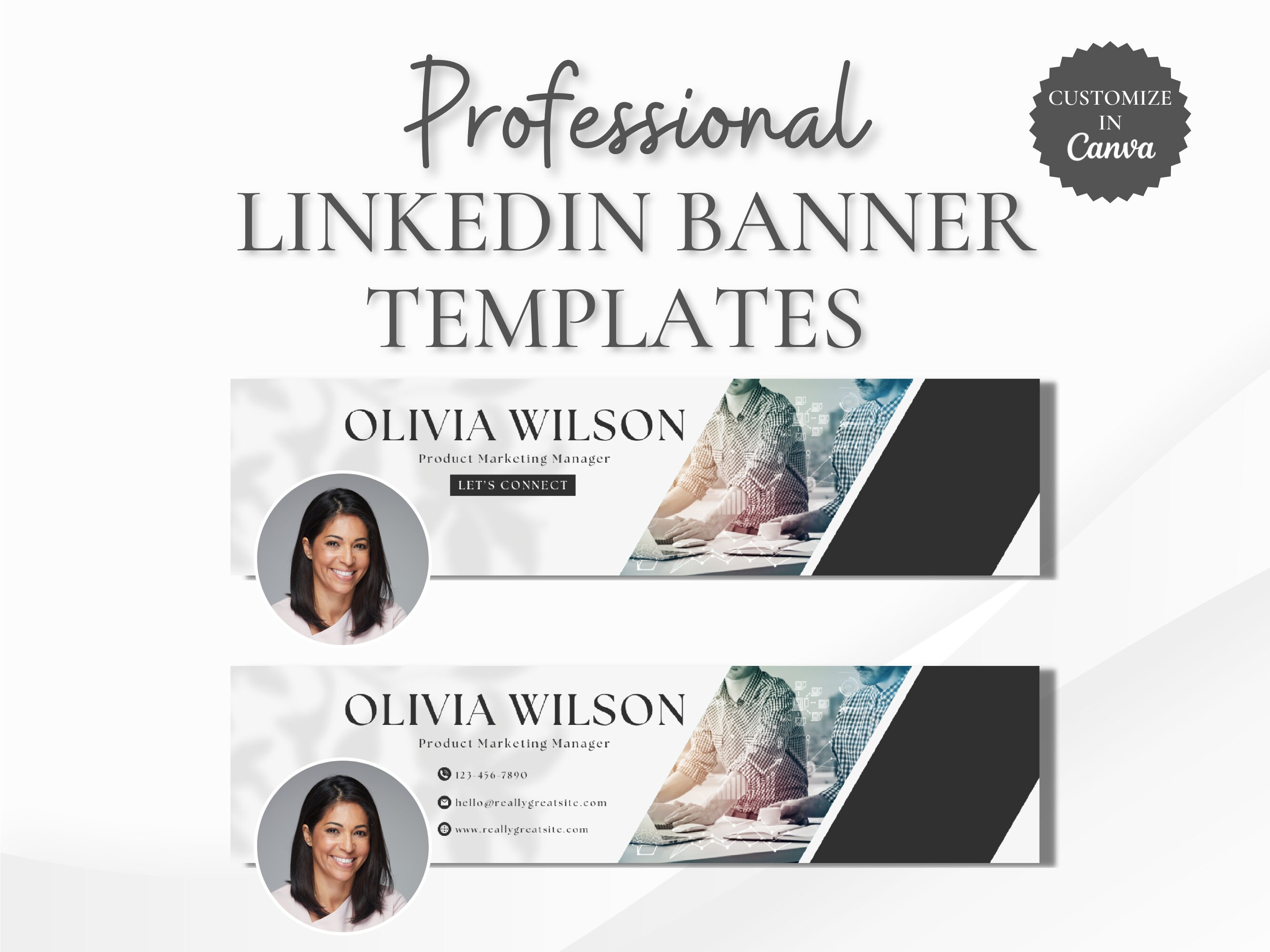 Professional Linkedin Banners Customizable in Canva, Personalized ...