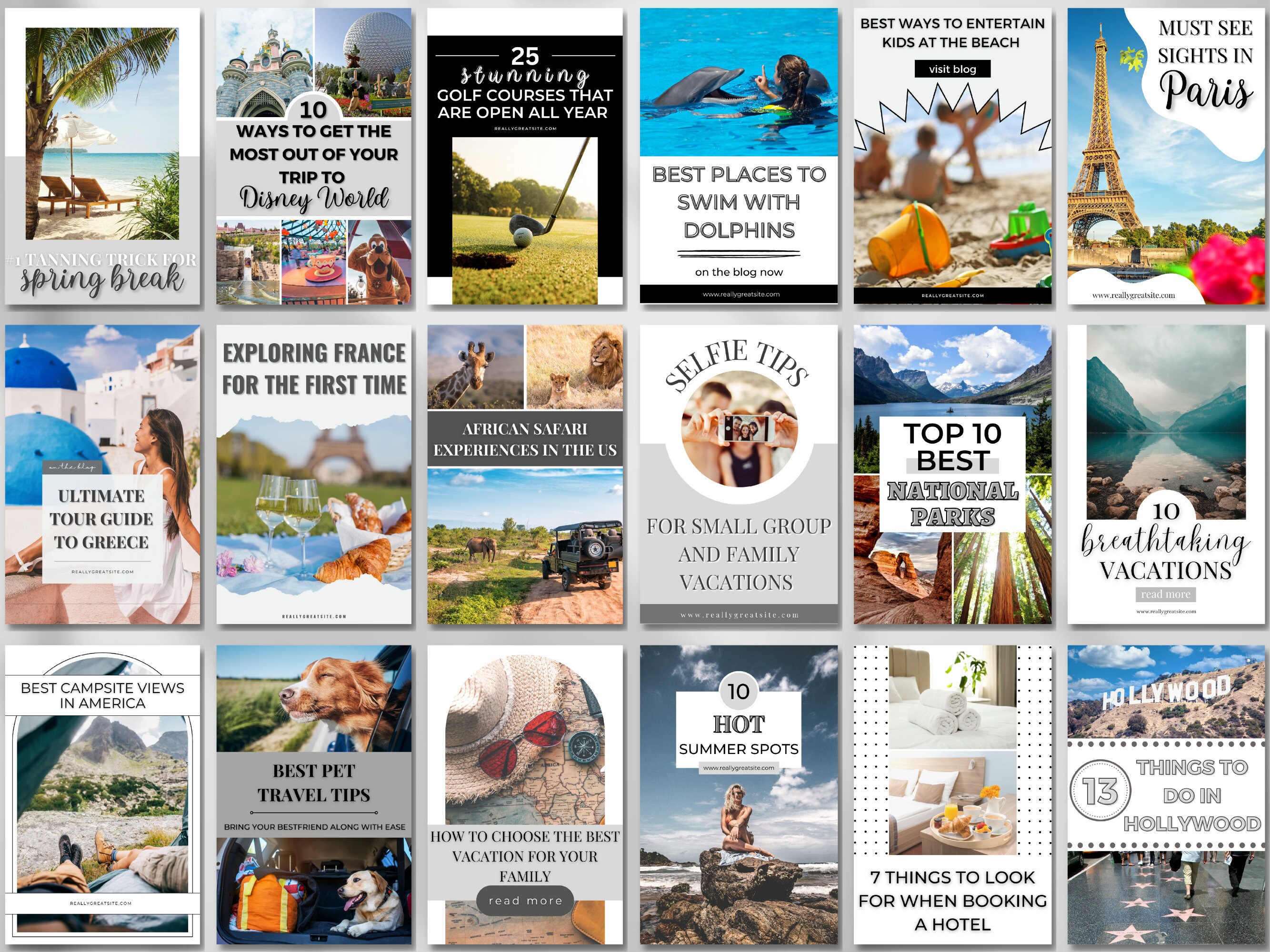 Travel Pinterest Templates to Edit in Canva, Professional Pins for ...