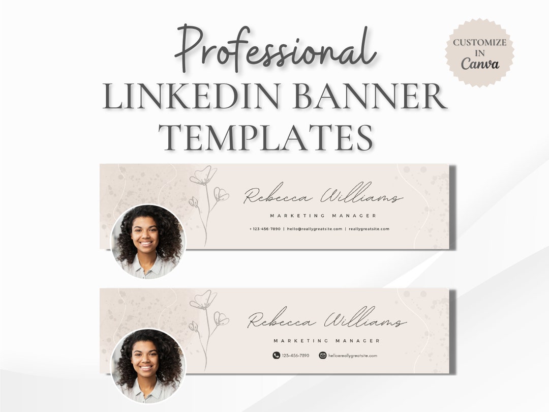 Professional Linkedin Banners Customizable in Canva, Personalized Header Template for Working ...