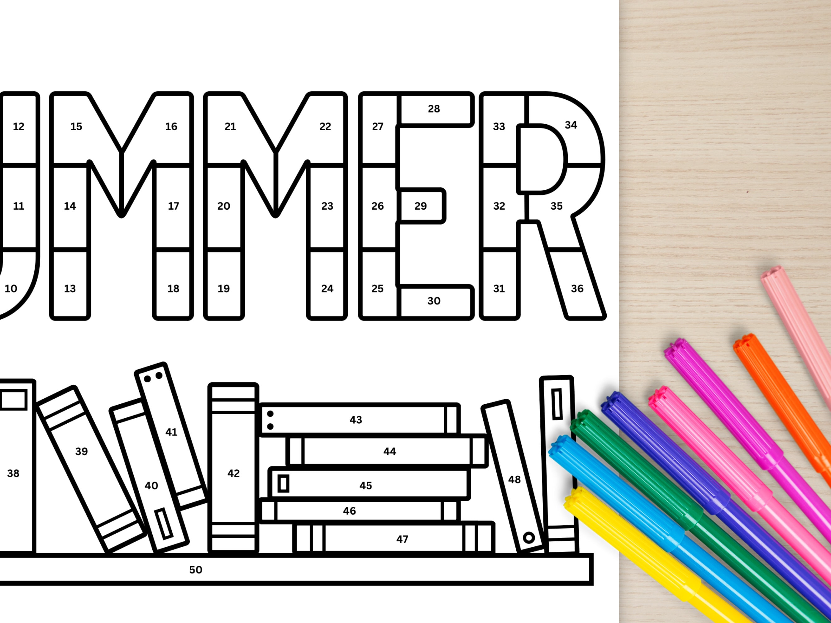 Summer Reading Tracker Printable Coloring Bookshelf Tracker Summer ...