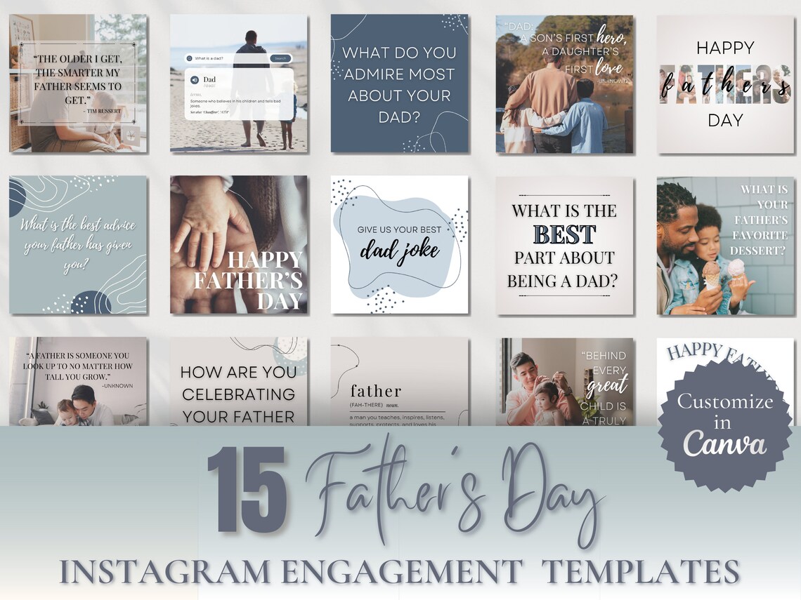 Father’s Day Instagram Post Templates Editable in Canva, Father’s Day ...