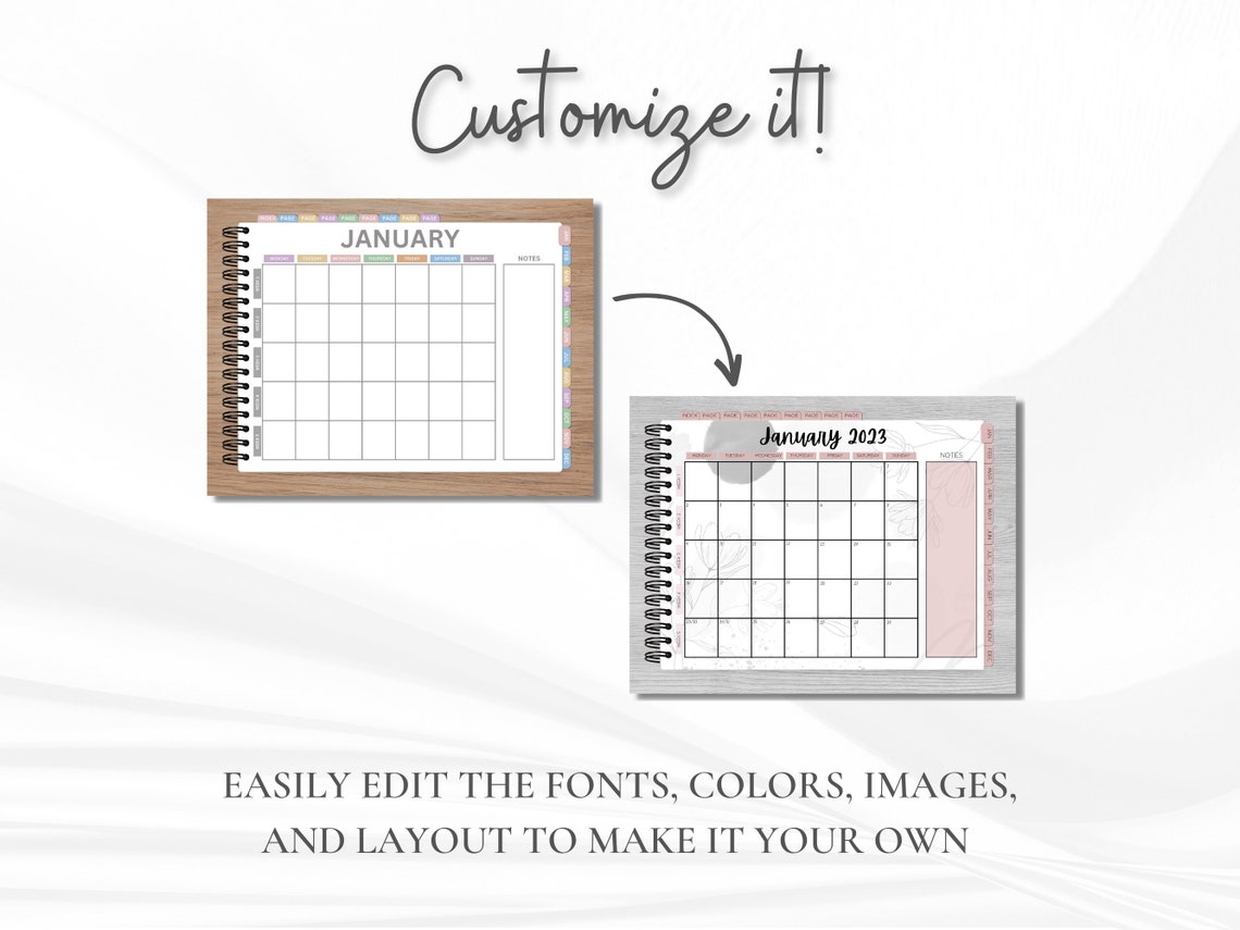 Undated Digital Planner Template Customizable in Canva, Commercial Use ...