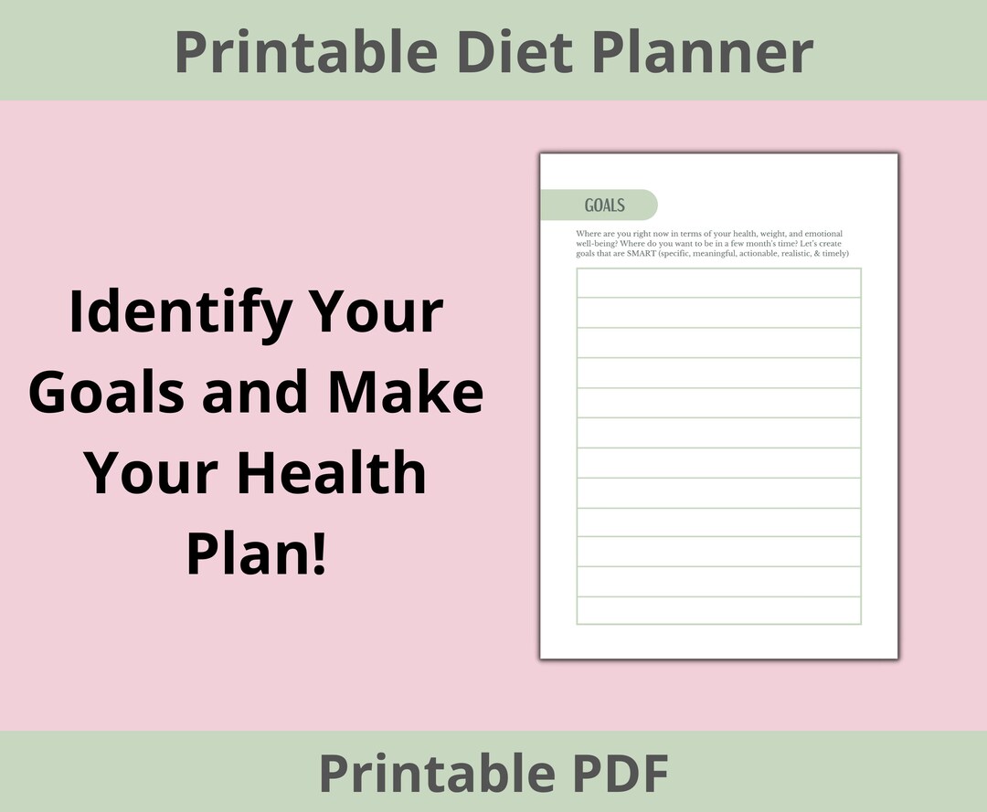 Printable Diet Planner Workout Tracker Meal Plan Fitness - Etsy