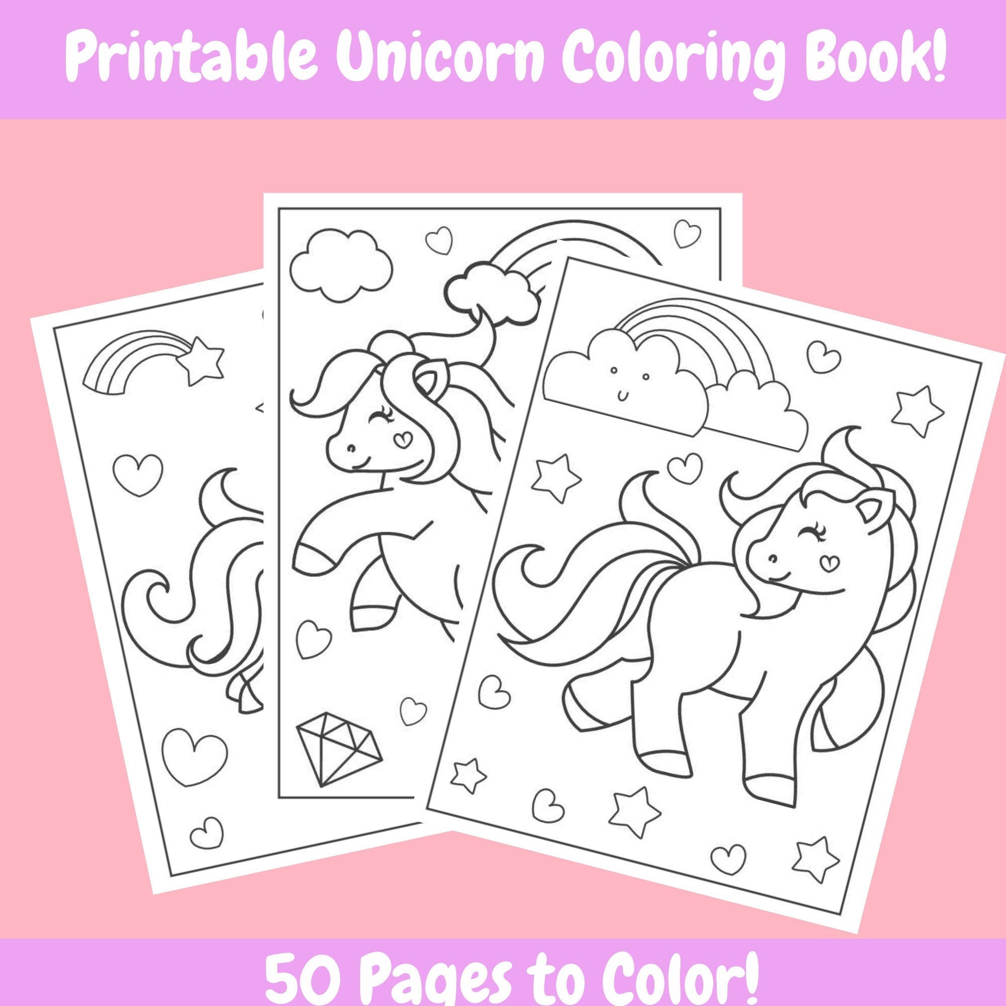 Printable Unicorn Coloring Book, Unicorn Birthday, Pages for Kids ...