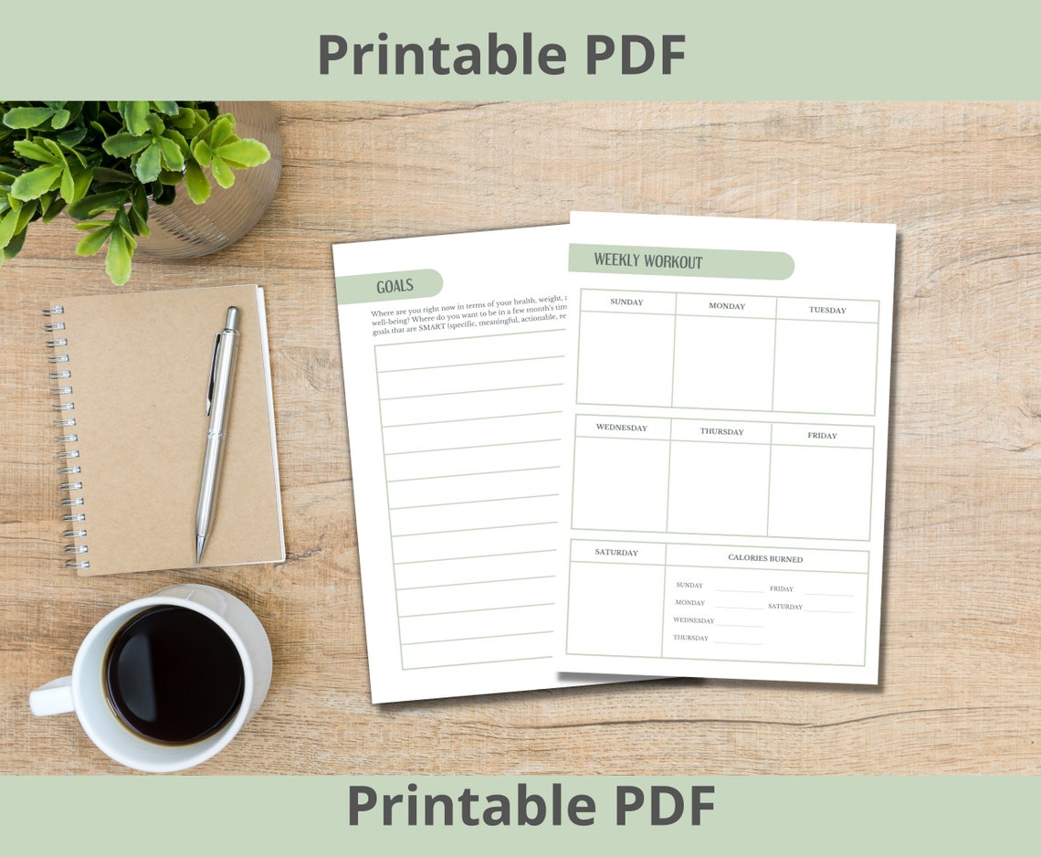 Printable Diet Planner Workout Tracker Meal Plan Fitness - Etsy
