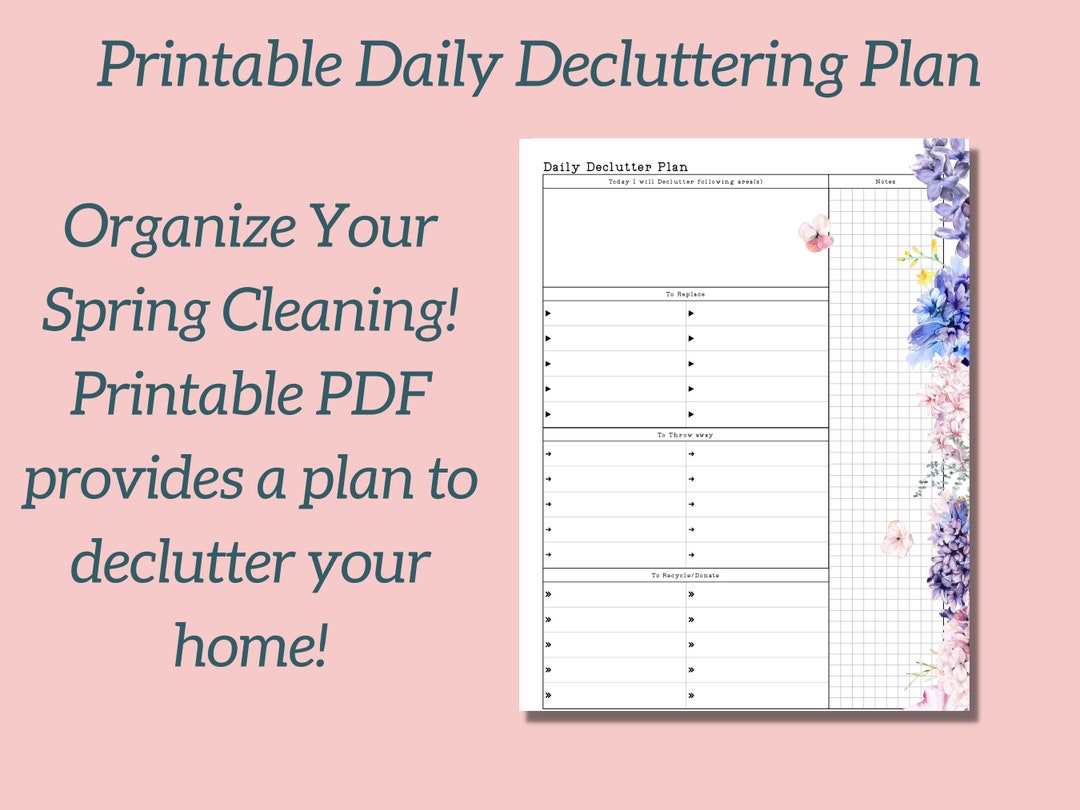 Printable Daily Declutter Plan, Minimalism Plan, Life Organizer ...