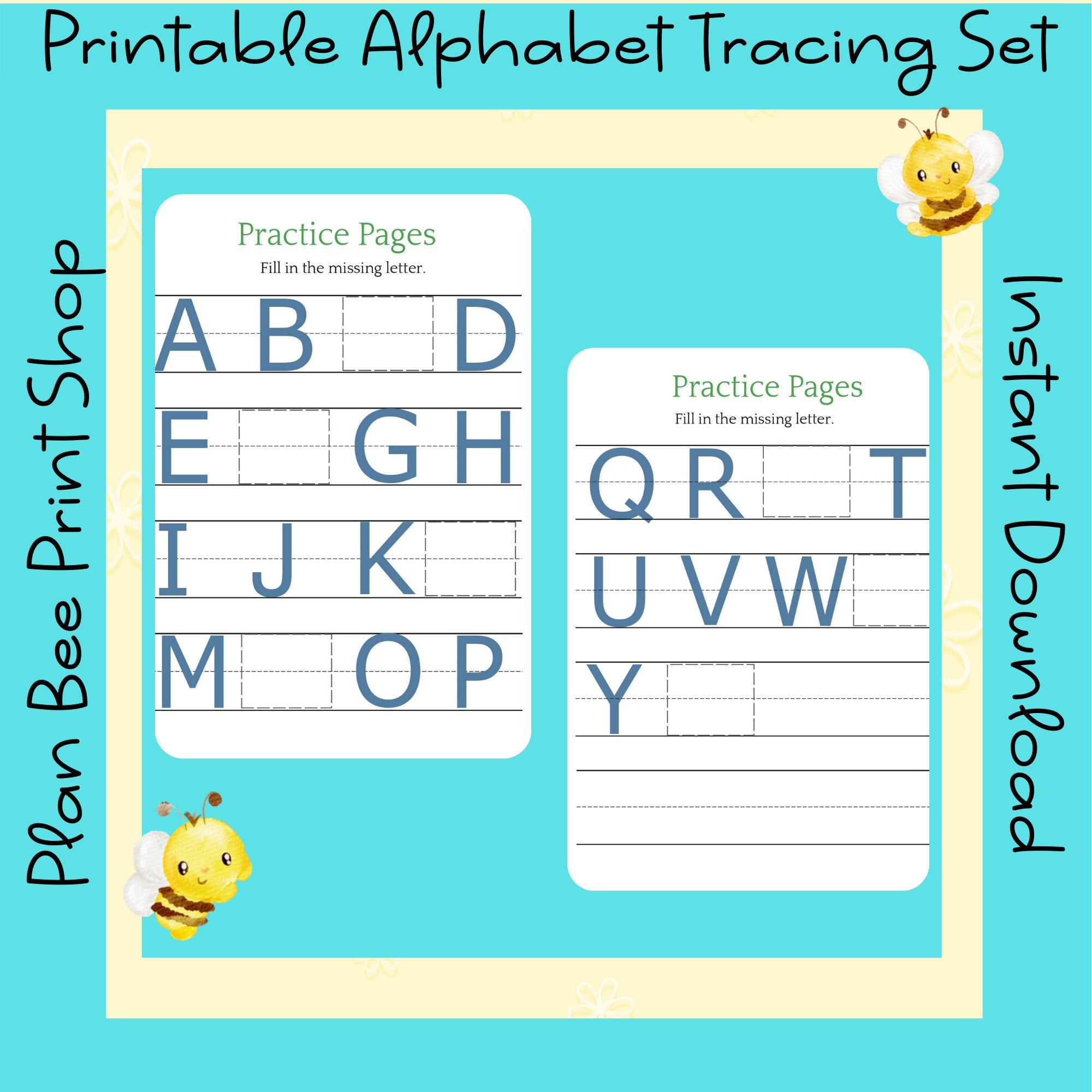 Printable Alphabet Writing Sheets Handwriting Practice - Etsy