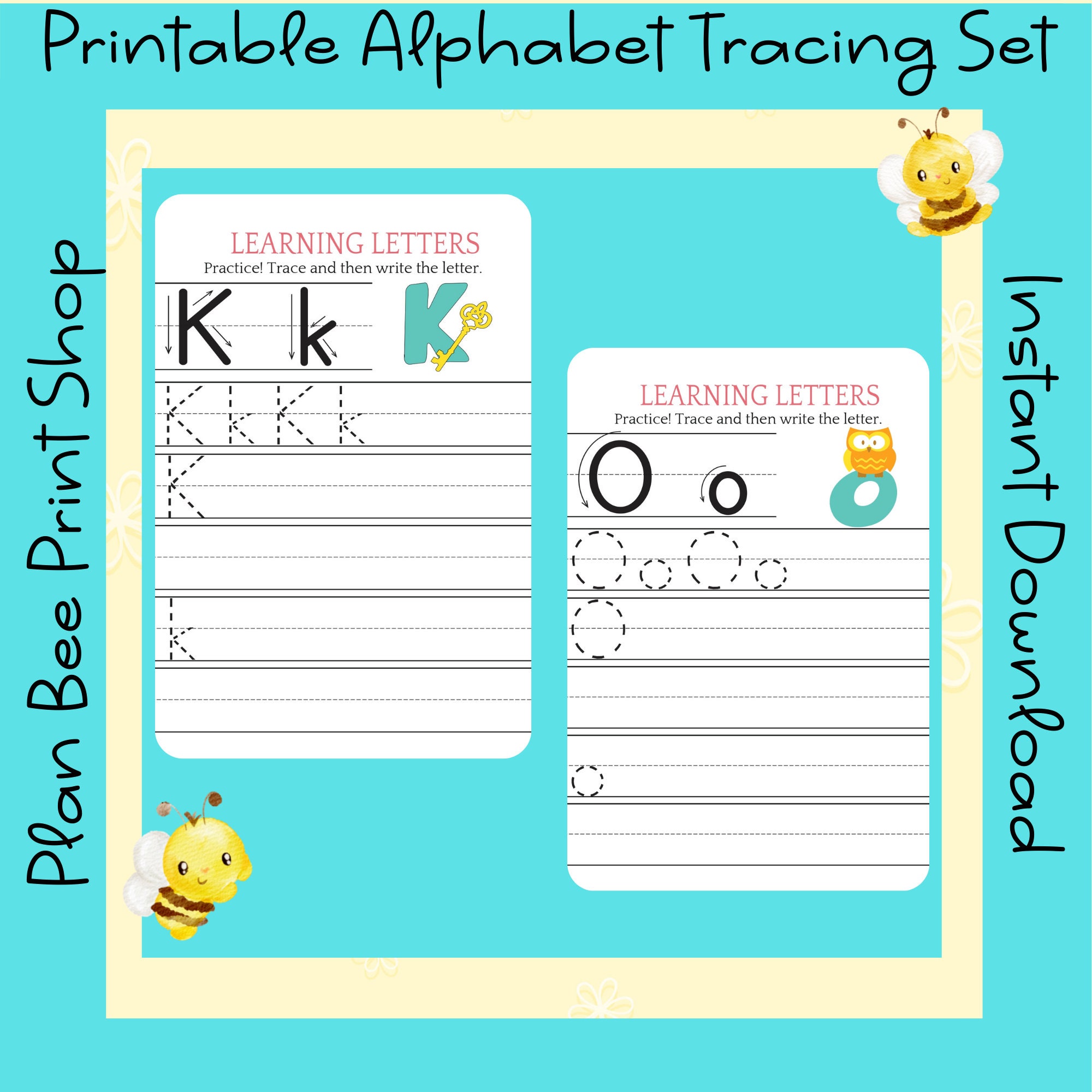 Printable Alphabet Writing Sheets Handwriting Practice - Etsy