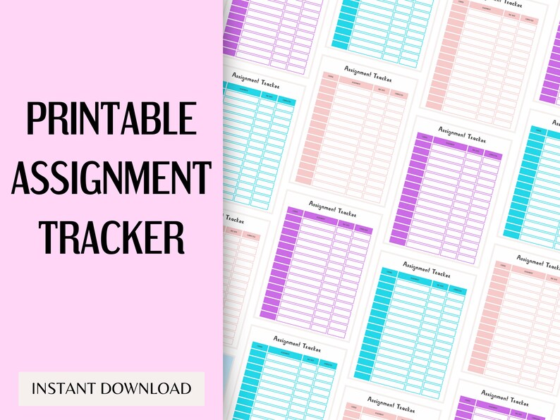 Printable Assignment Tracker Homework Tracker Deadline - Etsy