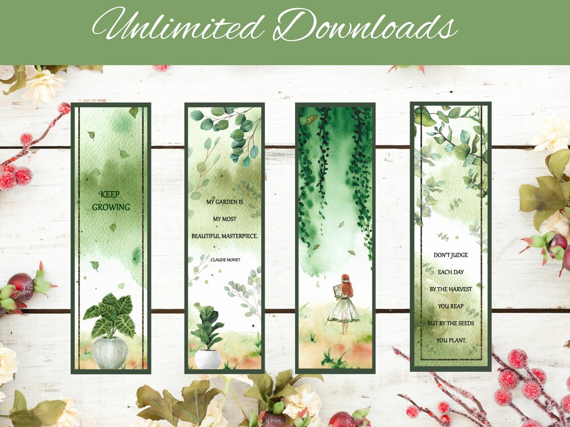 Watercolor Printable Bookmarks for Plant Lovers, Gift for Plant Lover ...