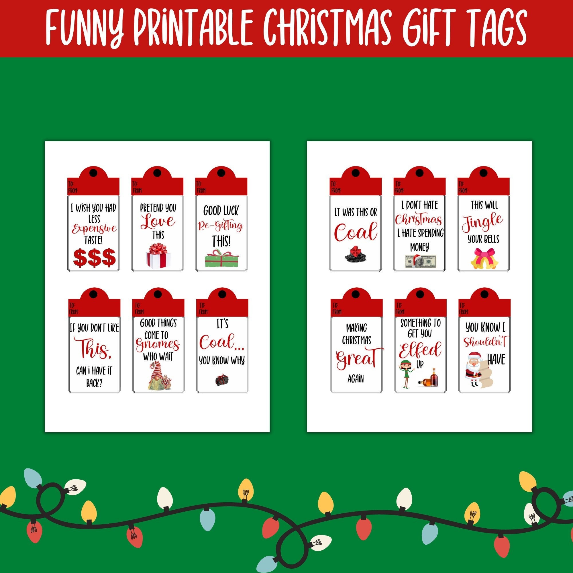 Funny Printable Christmas Gift Tags for Holiday Season , Sarcastic ...