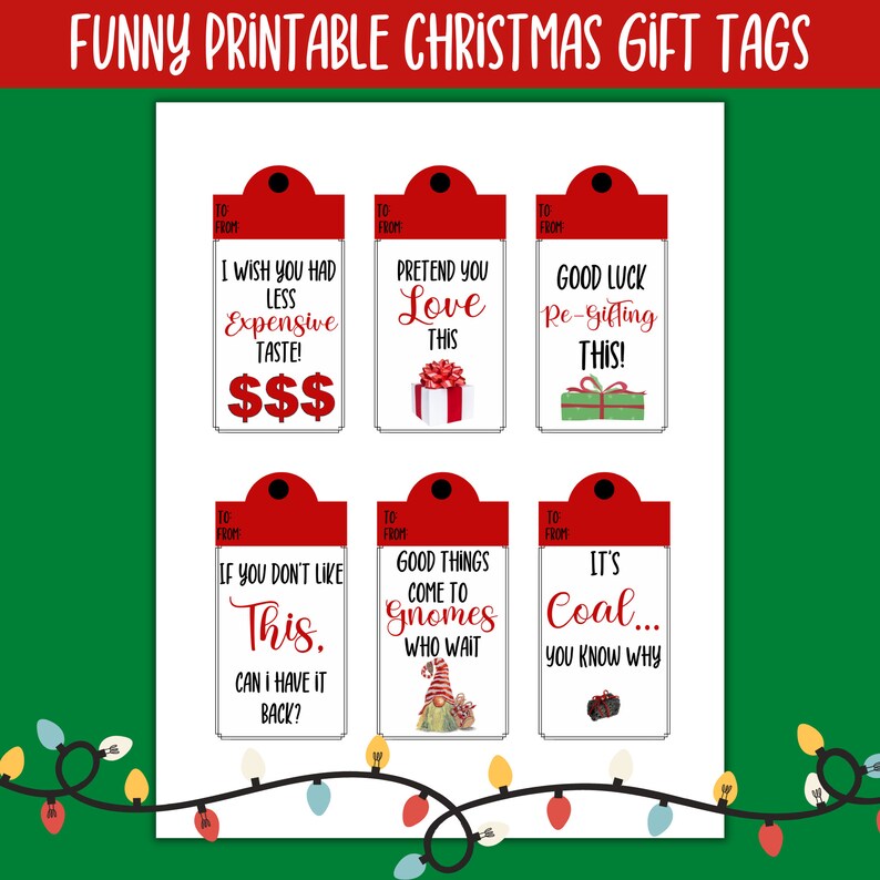 Funny Printable Christmas Gift Tags for Holiday Season , Sarcastic ...