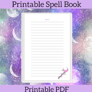 Printable Spell Book, Grimoire Pages, Spell Template, Rituals, Witch ...
