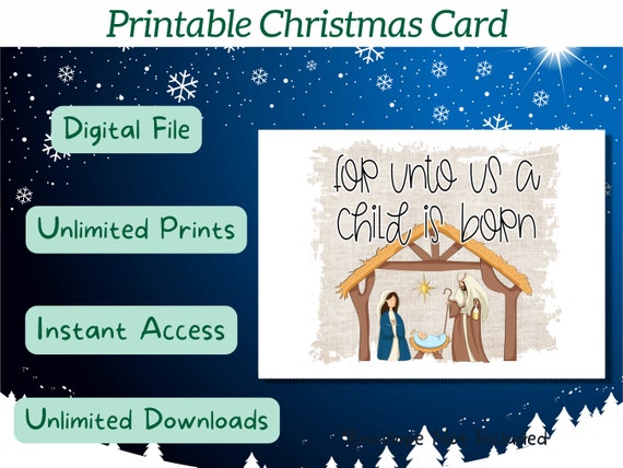 Christmas Nativity Printable Card Holiday Card Xmas Greeting - Etsy