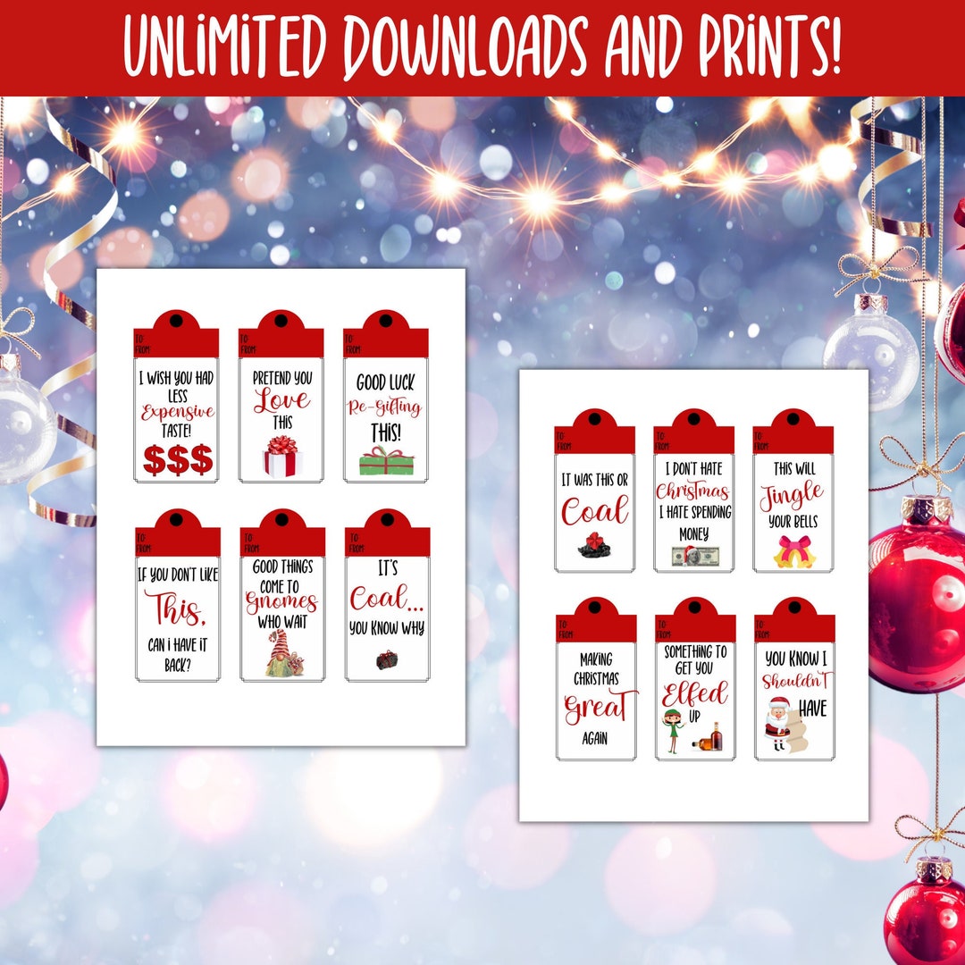 Funny Printable Christmas Gift Tags for Holiday Season , Sarcastic ...