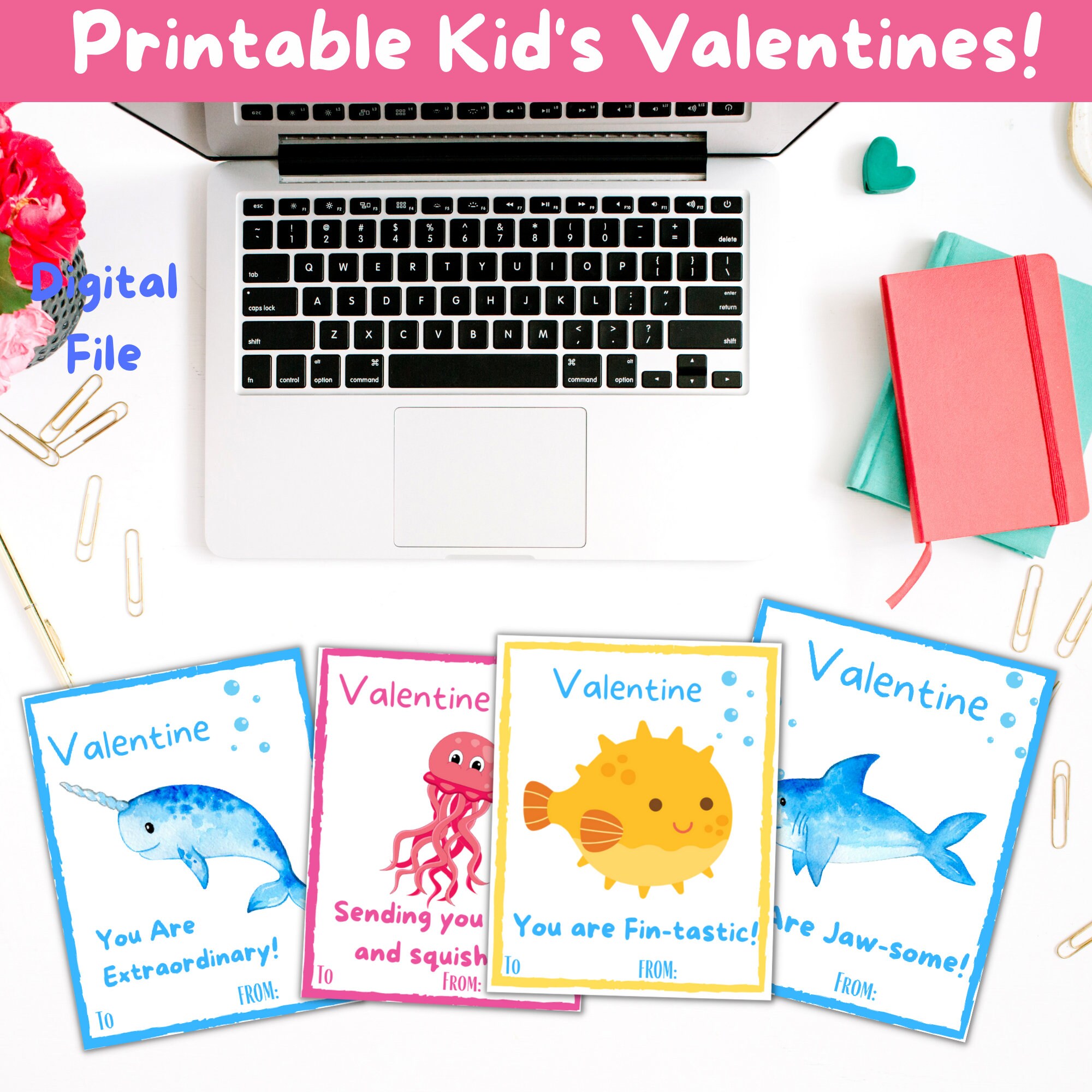 Printable Sea Life Valentine's Day Cards for Kids, Cards for Kids ...