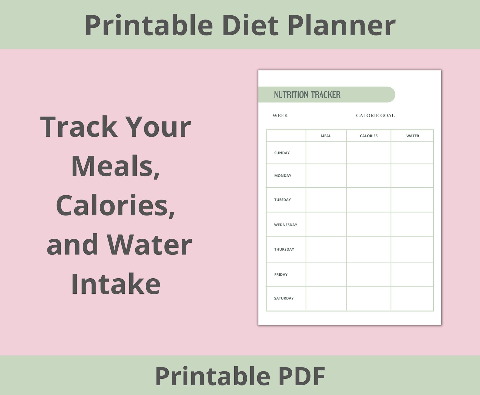 Printable Diet Planner Workout Tracker Meal Plan Fitness - Etsy