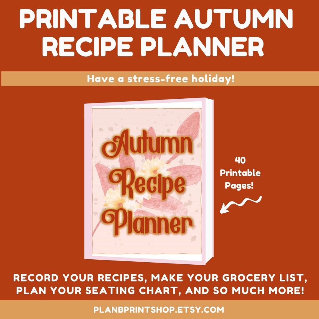 Printable Autumn Recipe Planner Favorite Recipes - Etsy