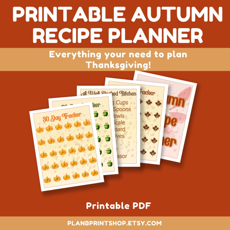 Printable Autumn Recipe Planner Favorite Recipes - Etsy