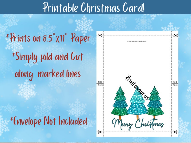 Printable Christmas Card Christmas Tree Card Greeting Card - Etsy