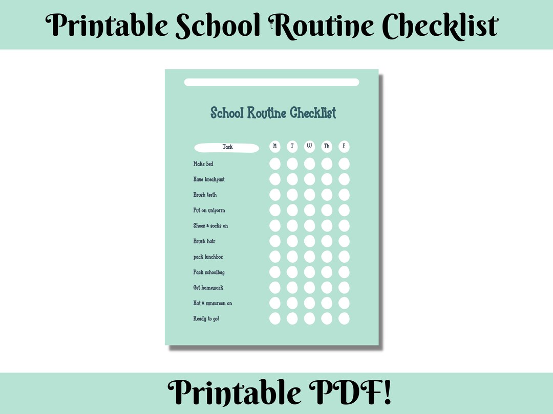 Daily School Routine Printable Checklist Homeschool - Etsy