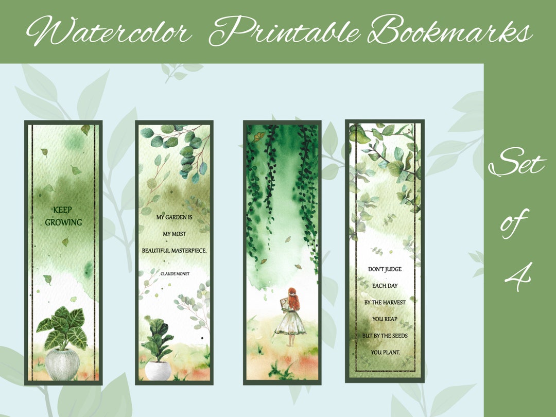 Watercolor Printable Bookmarks for Plant Lovers, Gift for Plant Lover ...