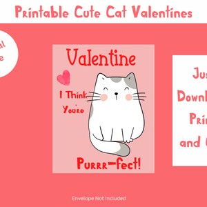 Printable Cute Cat Valentine's Day Cards, Cards for Kids, Preschool ...