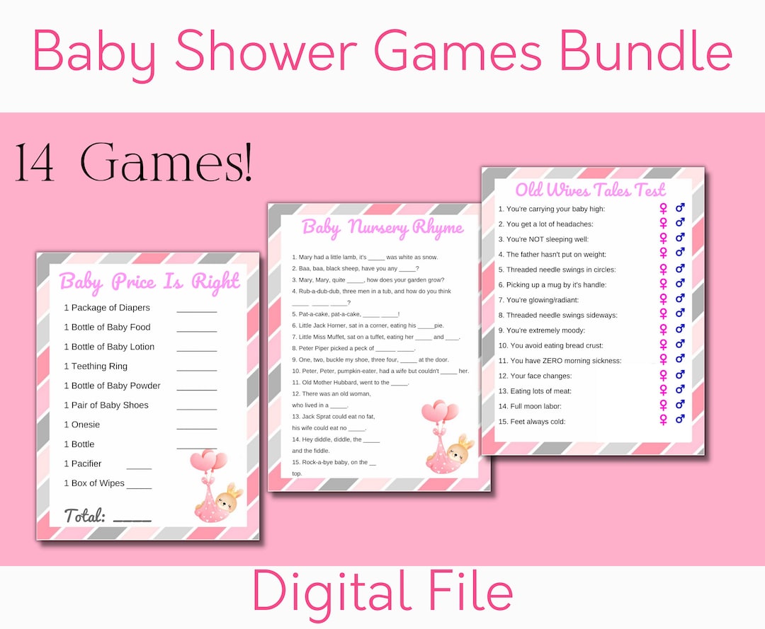 Baby Shower Games Printable Bundle, Game Package, Party Games, Baby ...
