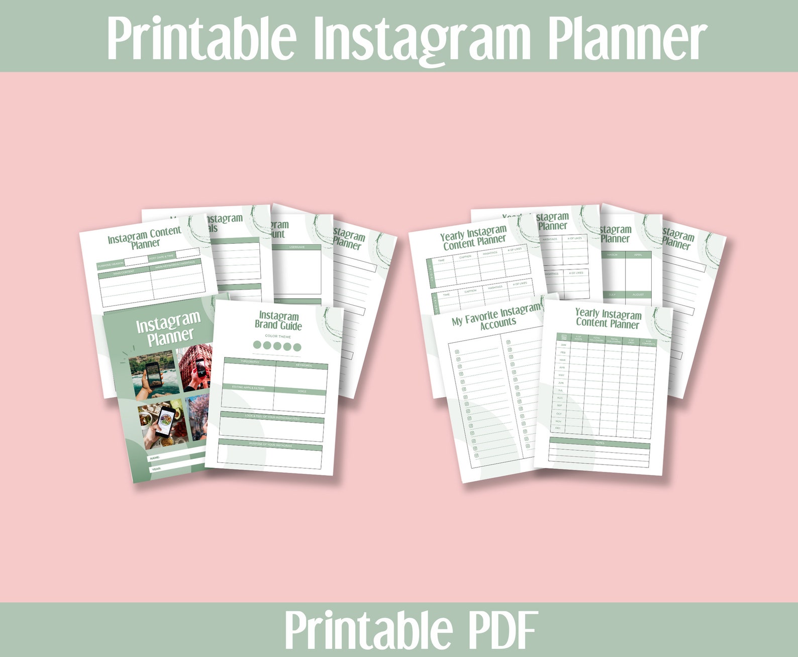 Printable Instagram Planner Bundle Social Media Planner - Etsy