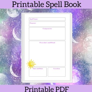 Printable Spell Book, Grimoire Pages, Spell Template, Rituals, Witch ...