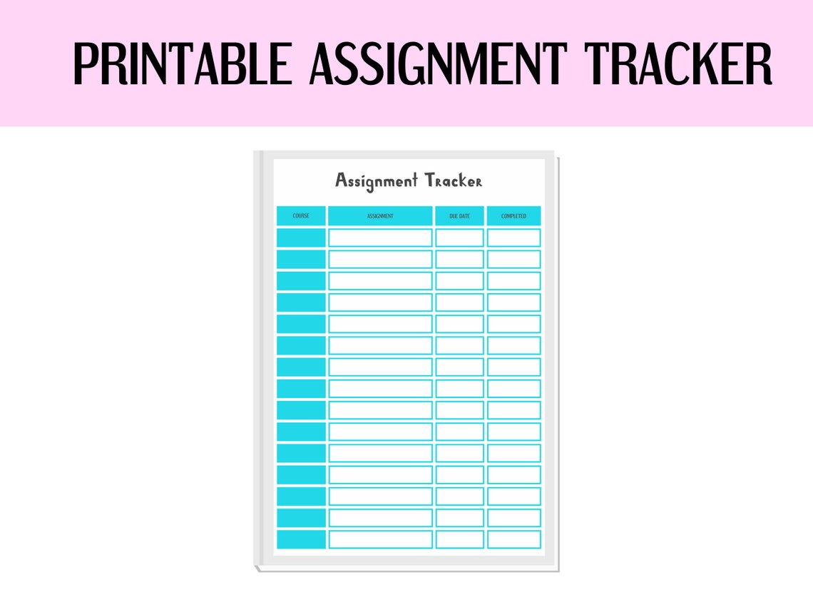 Printable Assignment Tracker Homework Tracker Deadline - Etsy
