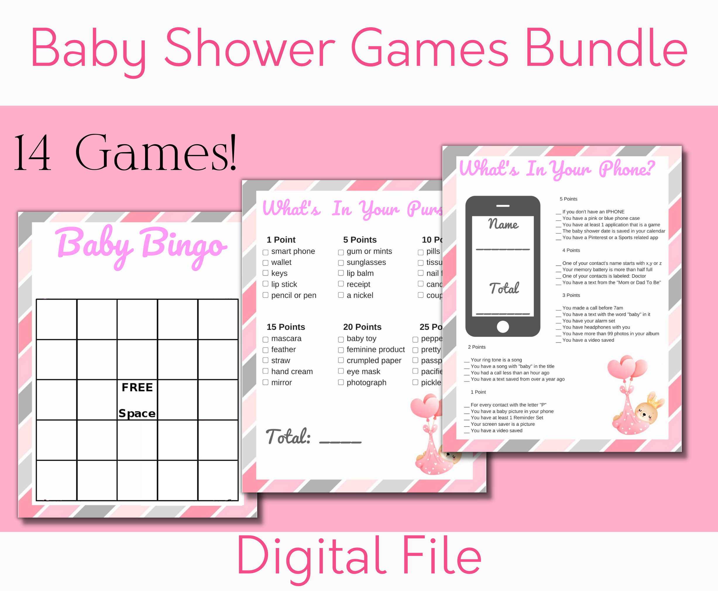 Baby Shower Games Printable Bundle Game Package Party Games - Etsy