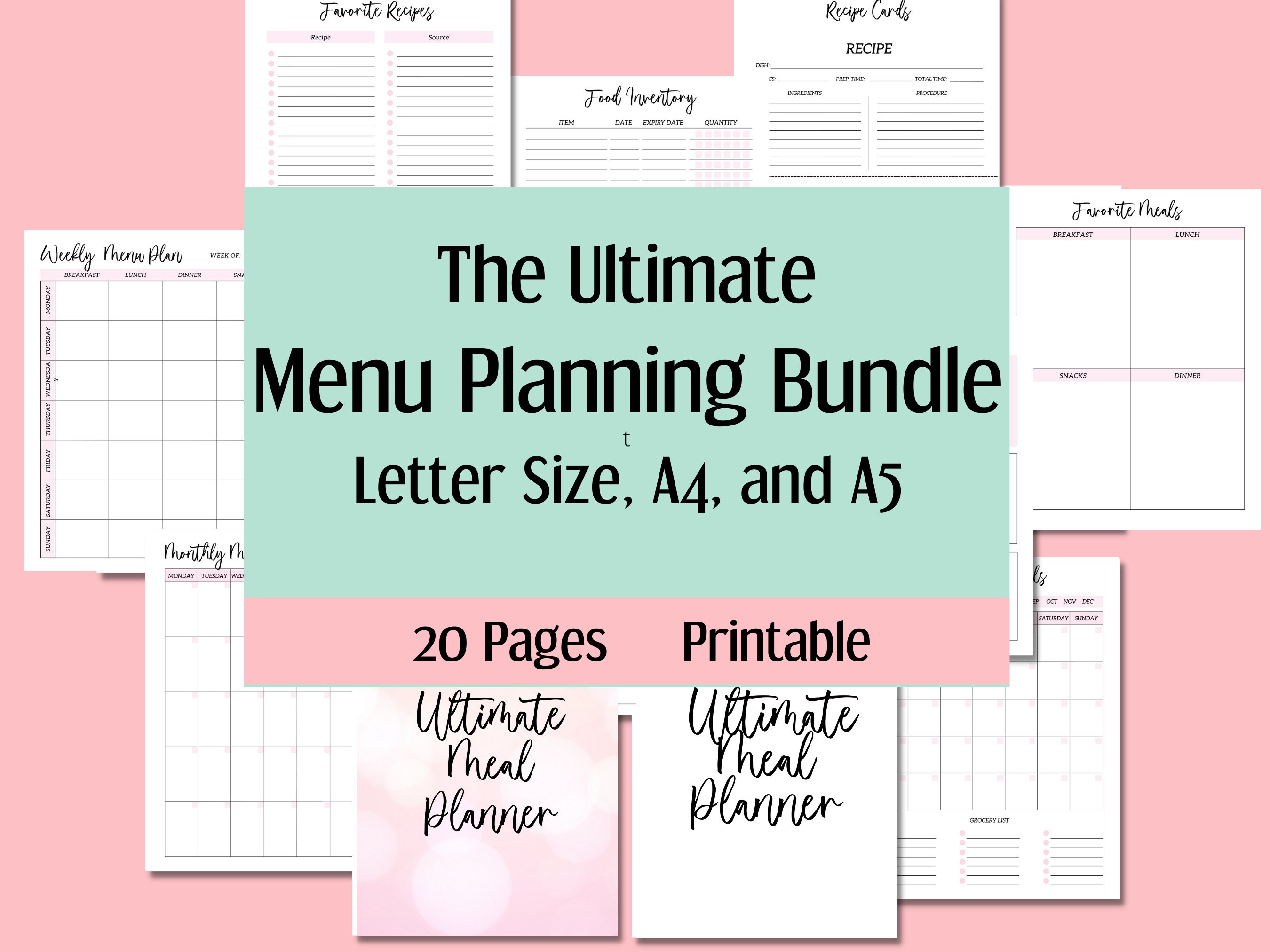 Ultimate Meal Planner Printable Bundle, Weekly Meal Planner, Grocery ...