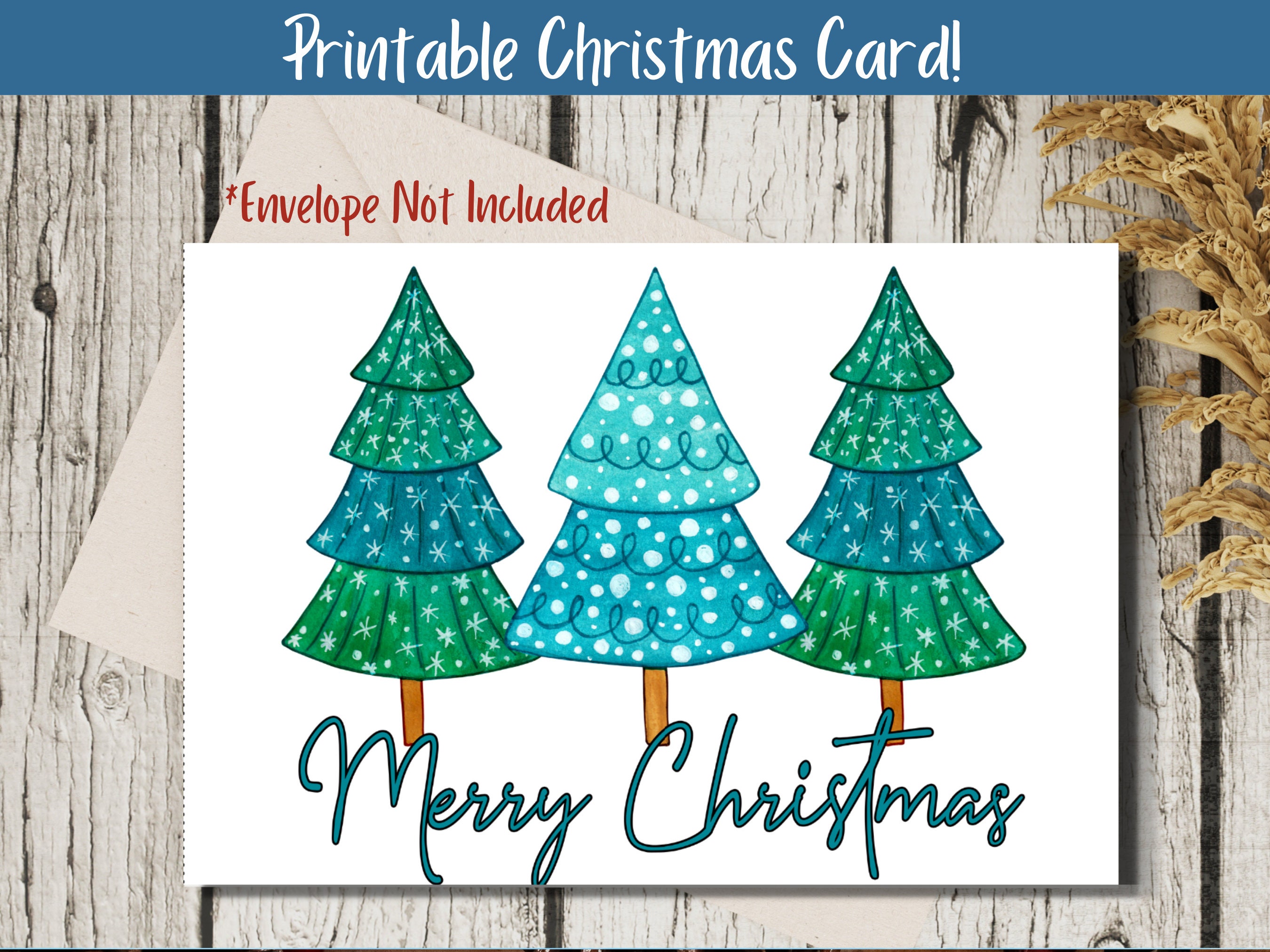 Printable Christmas Card Christmas Tree Card Greeting Card - Etsy