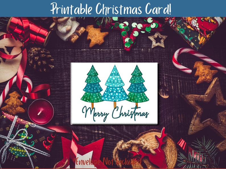 Printable Christmas Card Christmas Tree Card Greeting Card - Etsy