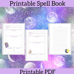 Printable Spell Book, Grimoire Pages, Spell Template, Rituals, Witch ...
